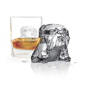 Tovolo Leak-Free, Slow-Melting Silicone Sealed Lid Craft Ice Molds Novelty, Bulldog - Set 2, Charcoal