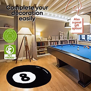 Beyond Deco 8 Ball 35" L x 35" W Tufted Handmade Area Rug for Bedroom -Round Aesthetic Room Decor, Fluffy & Preppy Design 8 Ball Rug - Perfect for Living Room, Home Decor - Soft Carpet in Black