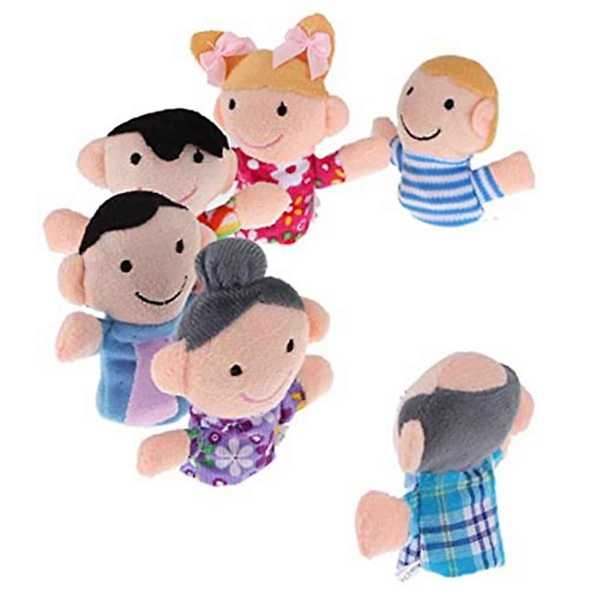 6 Piece Mini Grandparents, Finger Puppet Set, Cloth Velvet Puppets, 6 People Family Members Finger Puppets Toys Set, Story Time, Party Favors for Boys Girls Birthday Gifts Christmas Stocking Stuffers