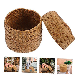 Cabilock Flower Basket Camping Storage Containers Storage Baskets Storage Bins for Pantry Baskets for Storage Woven Storage Seagrass Belly Basket Gift Packing Baskets Gift Box Egg