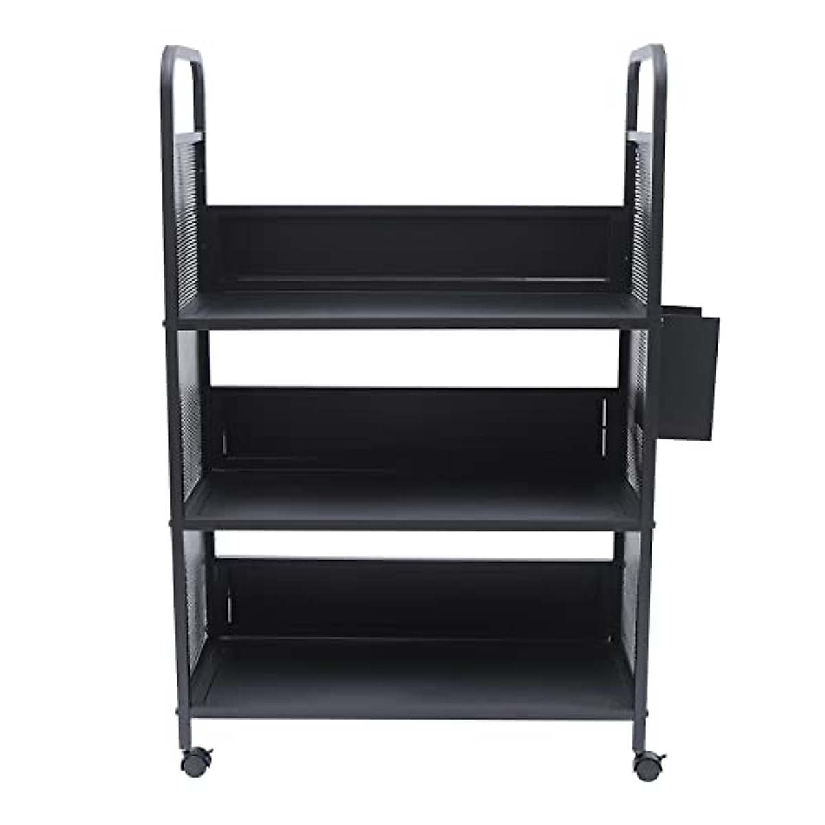 Office Book Carts, Rolling Book Truck Book Cart with 3 Flat Shelves, Library Book Cart with Swivel Lockable Casters, Book Cart,Library Cart,Rolling Library Book Cart Shelves,for Home Shelves Office