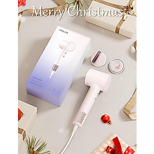 Negative Ionic Hair Dryer,ANLAN 1300W Fast Drying Blow Dryer 120,000 RPM Professional High-Speed Hair Dryer Low Noise Home Hairdryer with Magnetic Nozzle Lightweight Travel Hairdryers for Women (Pink)