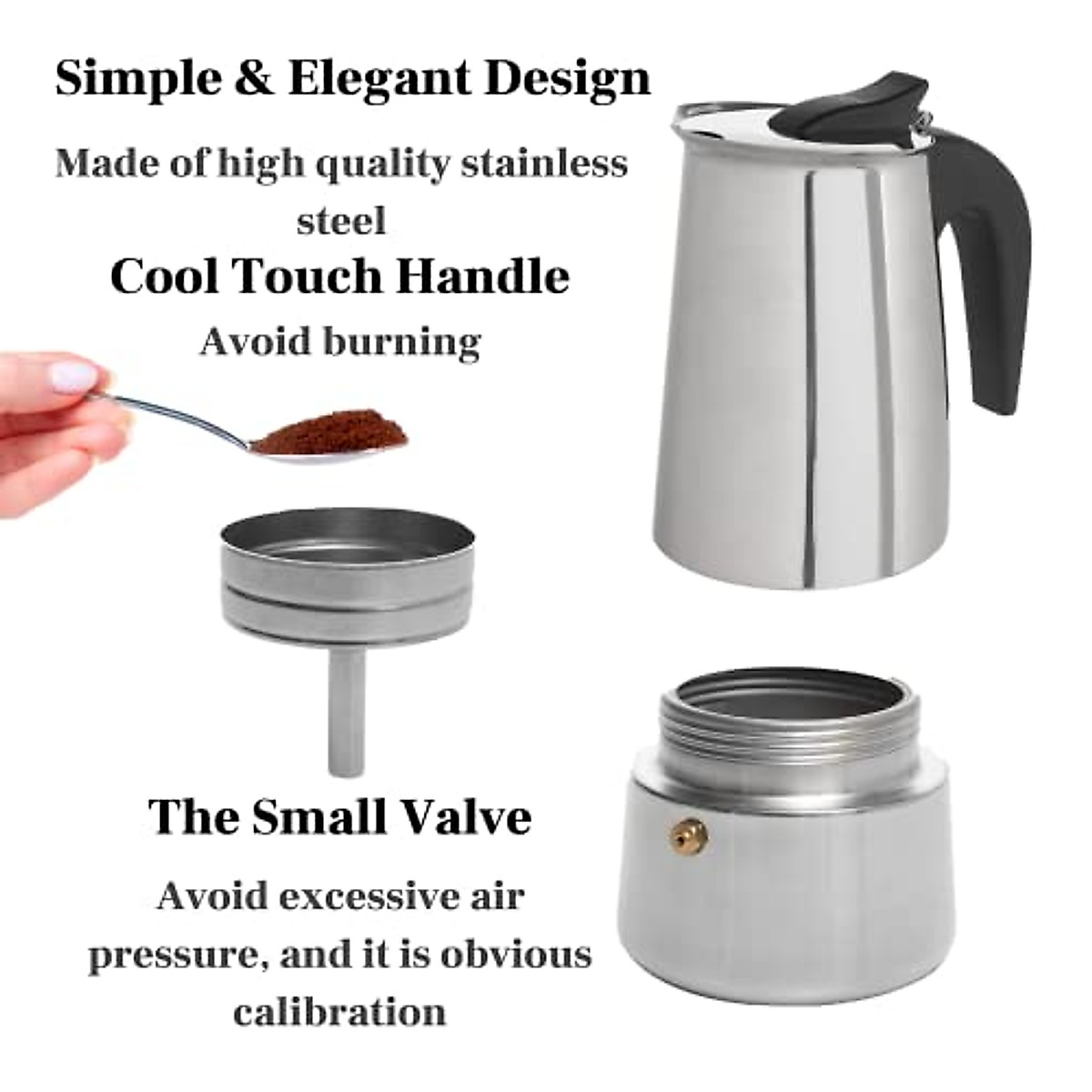 Mixpresso 9 Cup Coffee Maker Stovetop Espresso Coffee Maker, Moka Coffee Pot with Coffee Percolator Design, Stainless Steel Stovetop Espresso Maker, Italian Coffee Maker 450ml/15oz