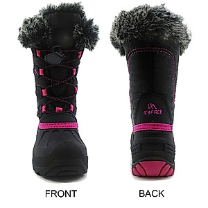 ICEFACE Kids Winter Snow Boots Waterproof and Insulated for Girls and Boys (11 M US Little Kid, Pink)