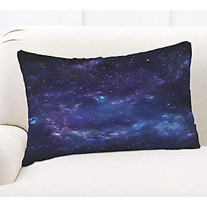 EKOBLA Throw Pillow Cover Starry Sky Galaxy Space Night Time Universe Stars Nebula Black Blue Abstract Decor Lumbar Pillow Case Cushion for Sofa Couch Bed Standard Queen Size 20x30 Inch