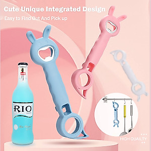 FFUWERG Bottle Opener Can Opener Jar Opener for Weak Hands, Cute 4-in-1 Multi Function Beer Opener for Seniors with Arthritis/Child Gift(Pink)