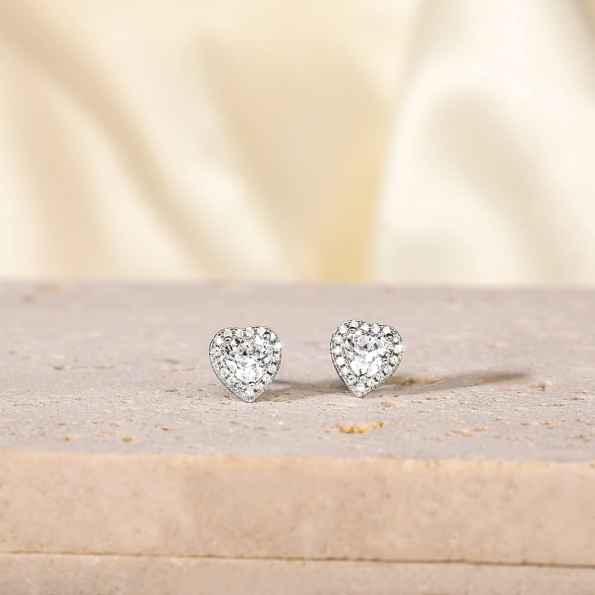 EAMTI 925 Sterling Silver Stud Earrings for Women 0.5CT Heart Cut Cubic Zirconia CZ Stud Earrings 18K White Gold Plated Stud Earrings Men Hypoallergenic