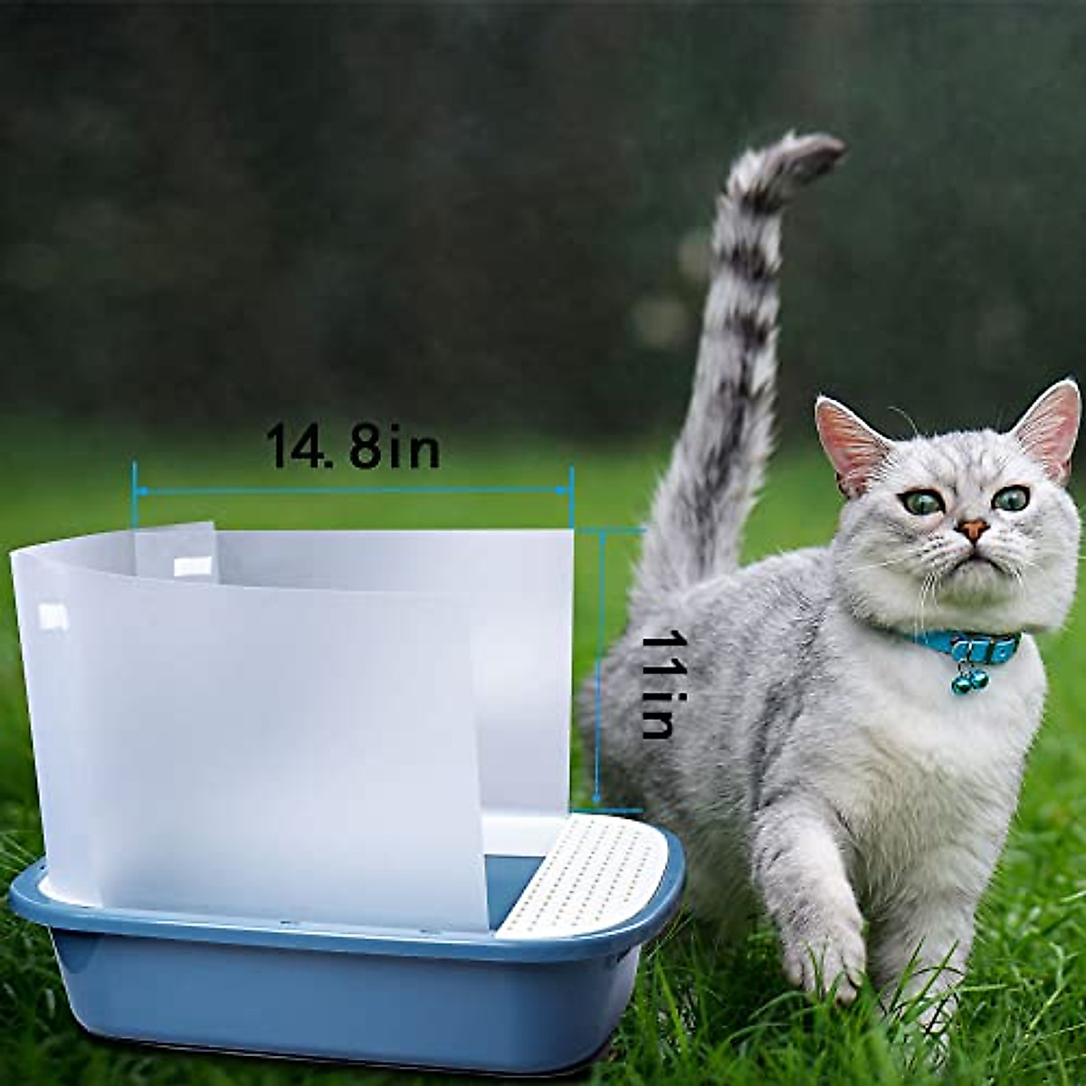 Deapher 3 Pcs/Set High Sided Cat Litter Box Pee Shields, 14.8"x 11" Tall Litter Box Splash Guard, Transparent Pee Privacy Shields for Open Top Litter Box, Easy to Clean (Litter Box Not Included)