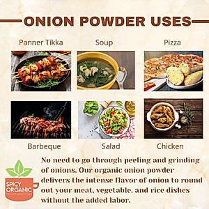 SPICY ORGANIC Onion Powder – 8 oz. – Certified USDA Organic - Non-GMO - White Onion Powder Seasoning for Dressings, Dips, Casseroles, Meat, Poultry, Baking, Sauces, Gravies, and Flavoring for Snacks