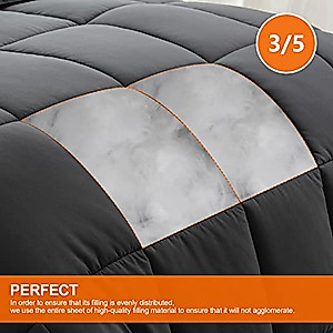 California King Comforter,Luxurious All Season Cooling Fluffy Soft Quilted Down Alternative Comforter Reversible Duvet Insert with Corner Tabs,Dark Grey,96x104 Inches