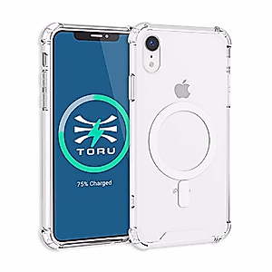 TORU MX Slim for iPhone Xr Magnetic Case, Compatible with Magsafe, Hybrid Transparent HD Clear Case with Crossbody Strap, Scratch Resistant, Air Bumper Shock-Absorbing Corners - Clear