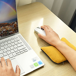 Large Mouse Wrist Rest Bean Bag, Ergonomic Mouse Support Pad Filled Ergo Beads for Computer, Laptop, PC Gaming, Yellow