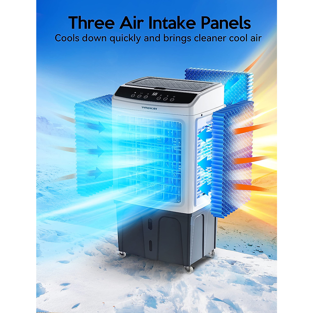 VAGKRI Evaporative Air Cooler, 2200CFM Swamp Cooler, 120°Oscillation Air Cooler with Remote Control, 24H Timer, 3 Modes & Wind Speeds for Outdoor Indoor Use, 9.2Gallon