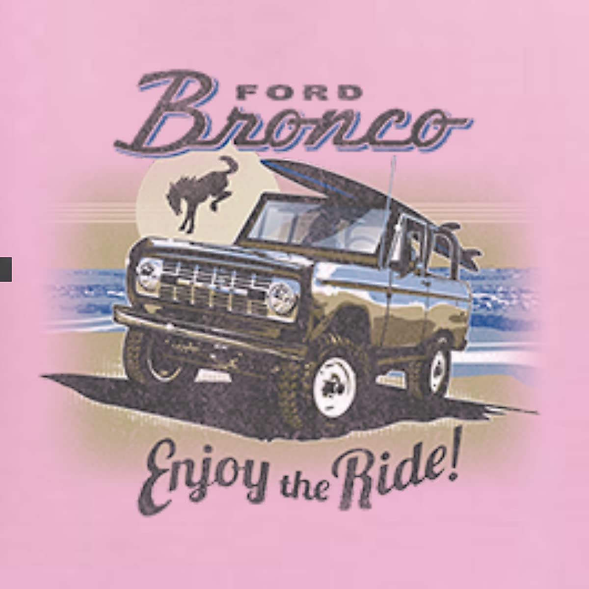 Classic Vintage Ford Bronco Enjoy The Ride Cars and Trucks Men's Graphic T-Shirt, Light Pink, Large