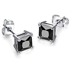 XAHH His and Hers Couples Matching Rings Women's 2pc Black Gold Filled Red CZ Engagement Ring Bridal Sets Men's Titanium Steel Wedding Band Size 6 11