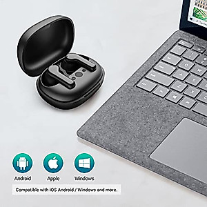 Konnek Stein True Wireless Earbuds, Bluetooth 5.1 Active Noise Cancelling Headphones, Sliding Design Charging Case 500mAh, IPX4 Waterproof, Deep Bass Built-in Mic Call for Business & Sports - Black