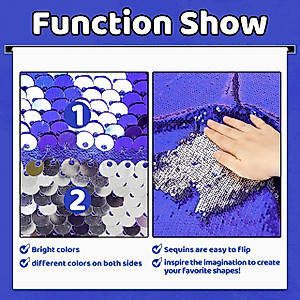 Flip Sequin Fabric for Autism Kids: LOTOFUN 51”x35”Sensory Wall Reversible Graffiti Fabric Tactile Stimulation for Toddlers Classrooms Sewing Decor