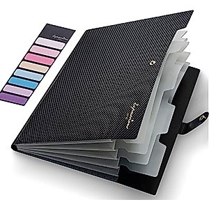 Sooez Cute Folders, 5 Pocket Folder with Labels, Letter Size Expanding File Folder Organizer, Portable Accordion File Folder for Documents, Aesthetic Paper Organizer Folder for School Office