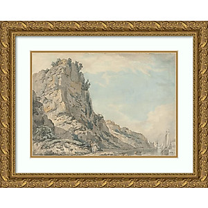 ArtDirect Francis Wheatley 18x14 Gold Ornate Frame and Double Matted Museum Art Print Titled - St. Vincent's Rock, Clifton, Bristol with Hotwell's Spring House in the Distance