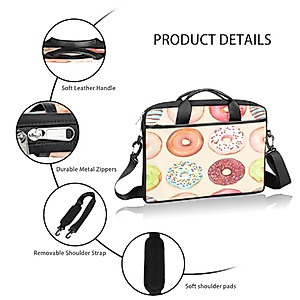 Donuts Laptop Computer Bag Waterproof Shoulder Messenger Bag 13-15 inch Durable Laptop Tote Bag with Shoulder Strap Handle Lightweight Crossbody Briefcase