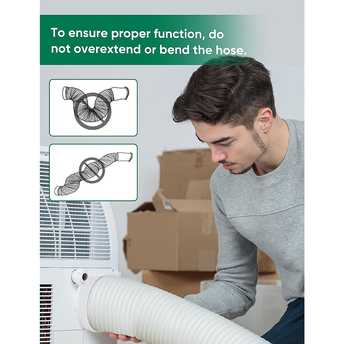 Plusluck Portable Air Conditioner Hose, 5.9" Diameter & 82" Length, Anti-Clockwise Thread, AC Exhaust Vent Duct Hose, Universal AC Tube Hose Kit Parts Accessories