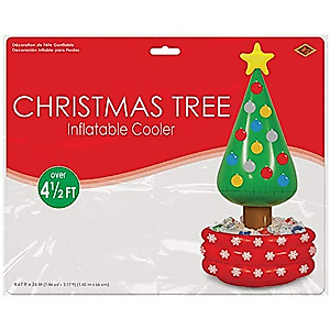 Beistle Inflatable Christmas Tree Cooler, 4’ 8” x 26” Holds approx. 24 12 oz. Cans - Inflatable Cooler for Parties, Drink Containers, Beverage Cooler, Christmas Inflatable, Holiday Decorations