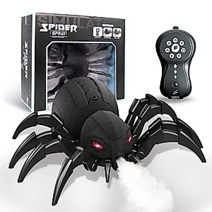 sumsync Realistic RC Spider Robot, Remote Control Spider Toys with Spray/Light/Music, Gifts for 6 7 8 9 10 11 12 Year Old Boys Girls, Christmas Birthday Halloween Easter Toys for Kids