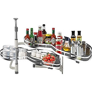 Sunway Blind Corner Cabinet Pull Out Organizer, Soft Close Swing Right Pull Out Cabinet Organizer 36inch, Corner Cabinet Lazy Susan for Corner Cabinet Blind Shelf, 2 Tiers Tray, Adjustable Height
