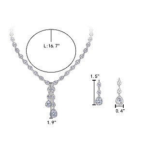 EleQueen Women's Cubic Zirconia Marquise-Shape Teardrop Wedding Bridal Necklace Earrings Jewerly Sets