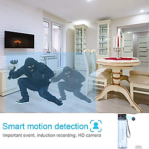 Hidden Spy Camera, Full HD Water Bottle Portable Camera, Video Recorder Support Motion Detection for Home, Office-No WiFi Needed (Blue)