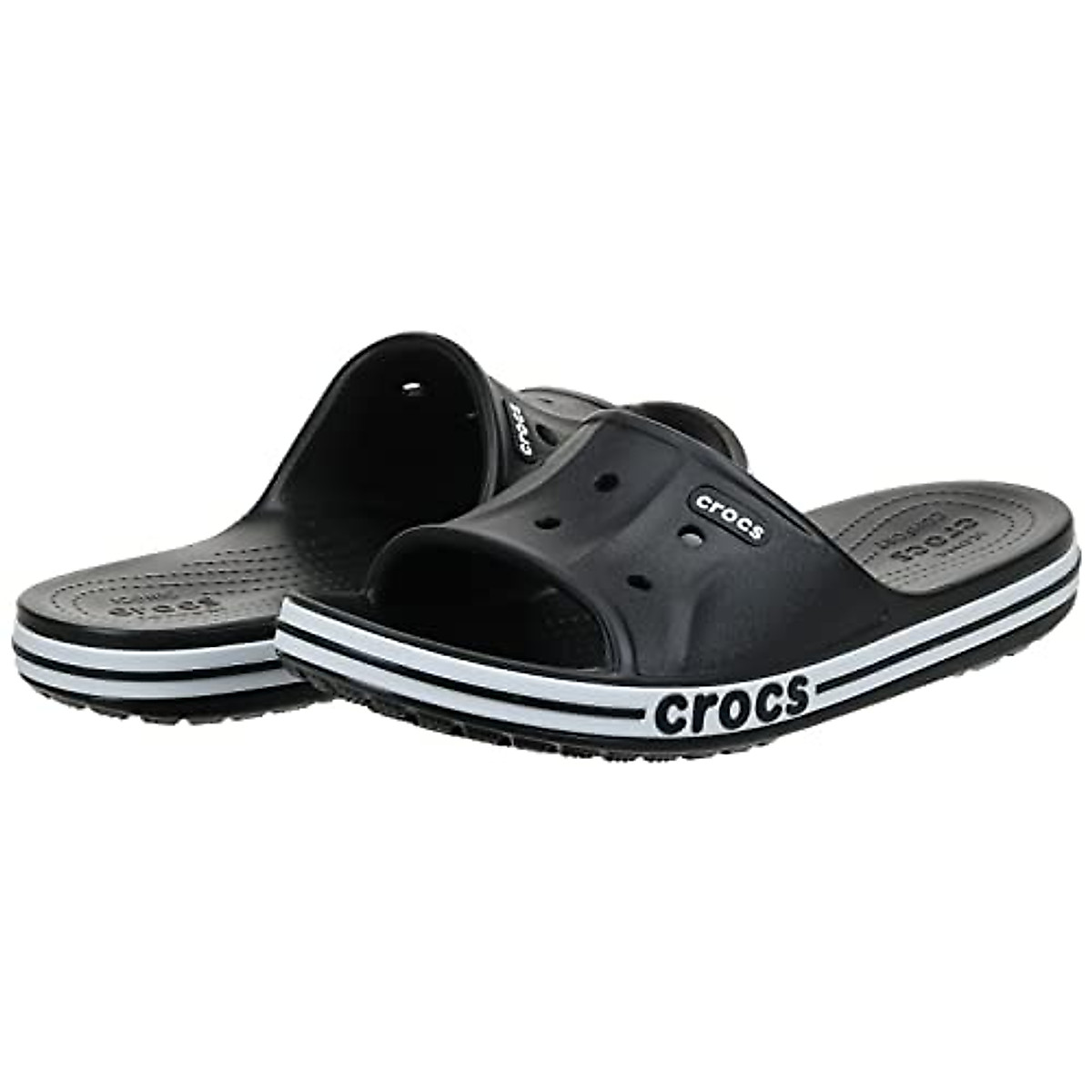 Crocs Unisex Bayaband Slides | Slide Sandals, Black/White, 9 Men/11 Women