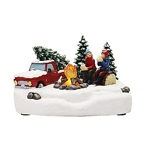MOMENTS IN TIME Christmas Village Scene, Campfire Scene with LED Lights - Battery Operated (not Included) (4.3" H x 6.6" W x 4.3" D)