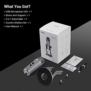 SMALLRIG U50 All Metal USB Microphone with Cardioid Pickup, Streaming Gaming Microphone for PC, PS5 & Mac, Shock Mount & Adjustable Stand, Condenser Microphone for Recording, Plug n Play, Grey - 3465