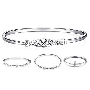 JewelryPalace Irish Celtic Love Knot Bracelet, 14k Gold Plated 925 Sterling Silver Bracelets for Women, Promise Love Bangles Bracelets for Women, Friendship Bracelets, Women's Bangle Bracelets