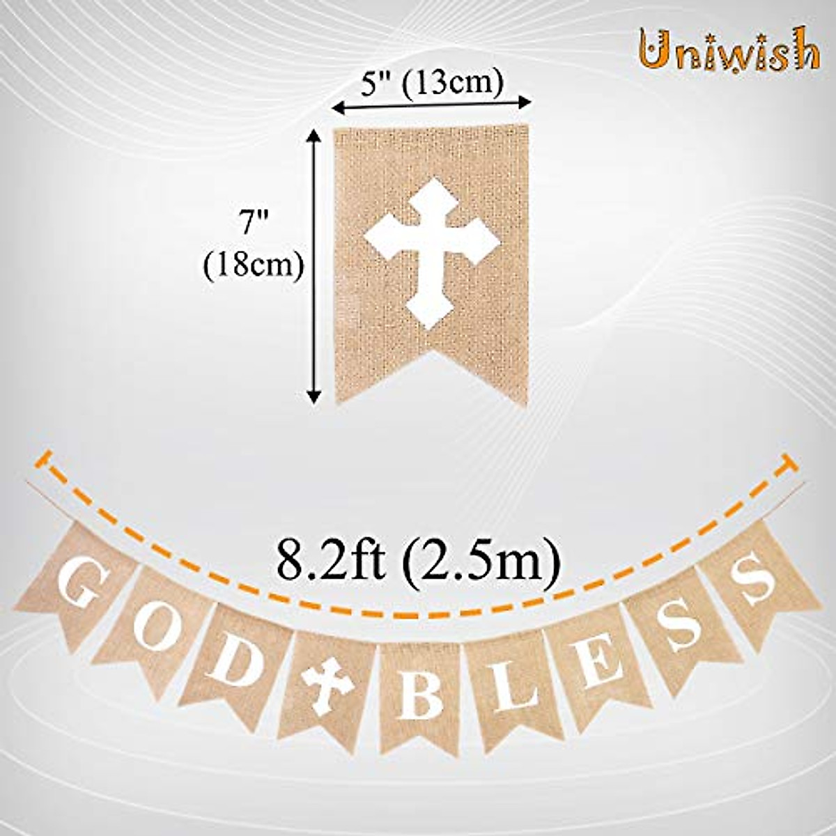 Uniwish God Bless Banner Boy Girl Baptism Decorations Rustic Christening Baby Shower Wedding Birthday Party Favors Photo Props