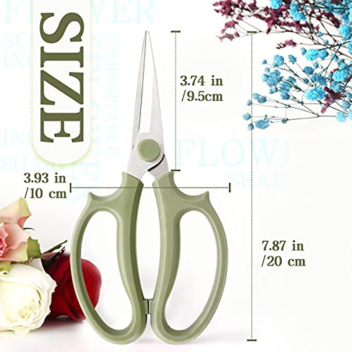 3Pcs Garden Flower Scissors,Floral Scissors Pruning Shears,Stainless Steel Flower Scissors with Comfortable Grip Handles,Premium Garden Clippers for Flower Arrangement,Gardening Tool