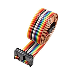 uxcell IDC Rainbow Wire Flat Ribbon Cable 14P D-type FC/FC Connector 2.54mm Pitch 1m/39.3inch Length