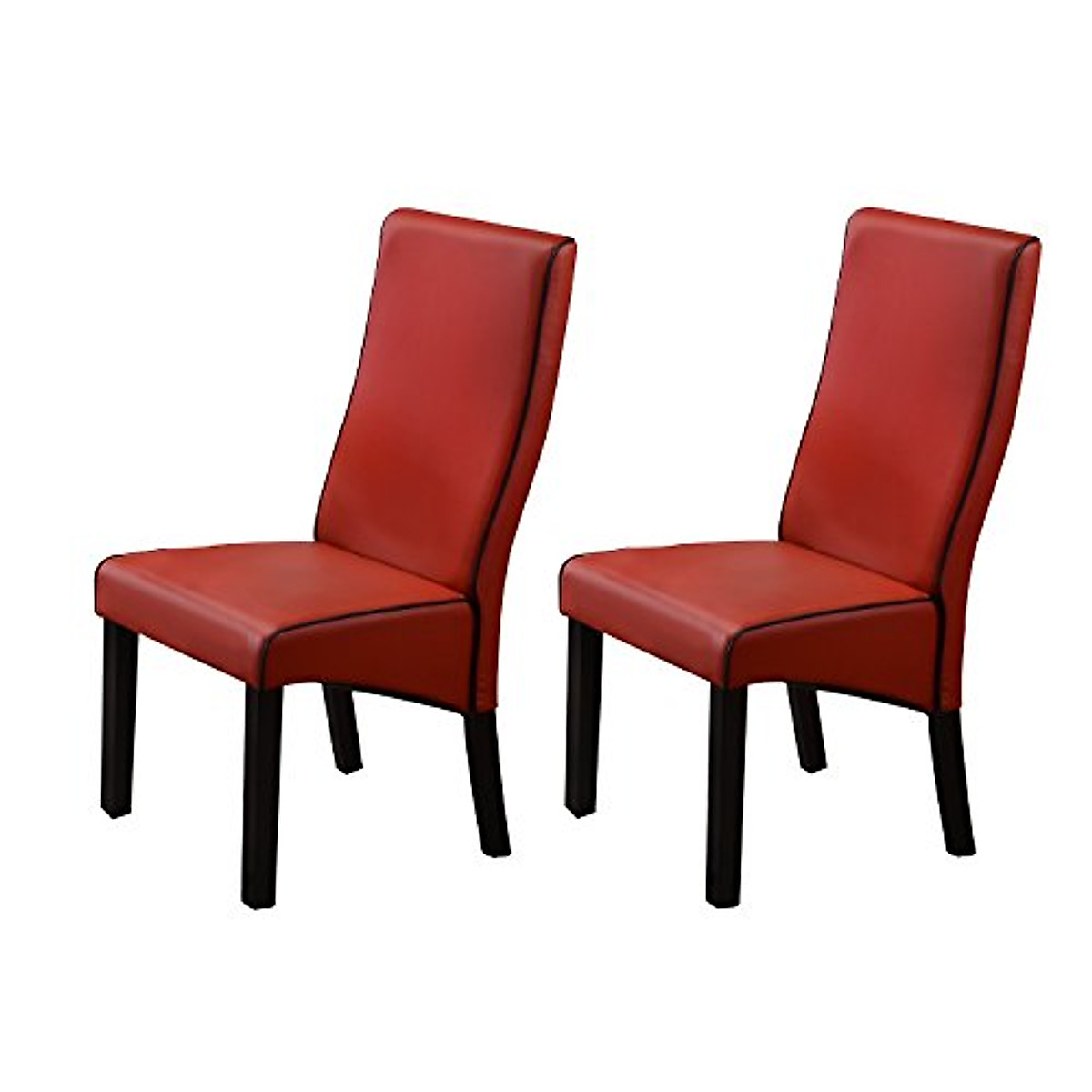 Kings Brand Furniture Upholstered Parson Chair (Set of 2), Red