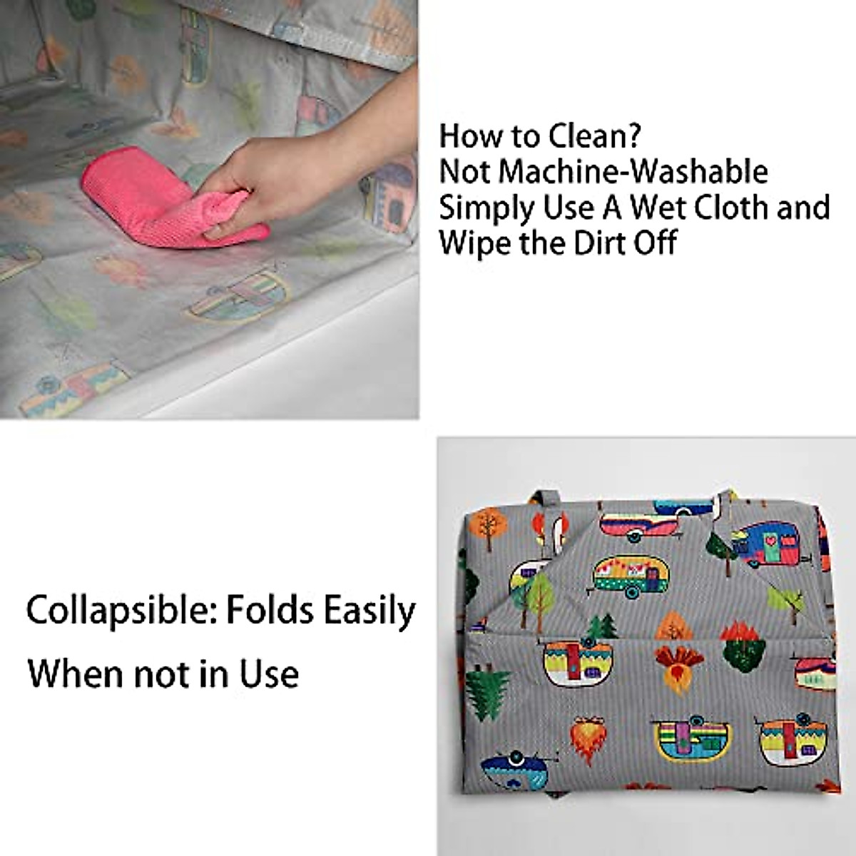 Kay&J Collapsible 60L Laundry Hamper, Slim and Tall Laundry Basket, Long Handles for Portability, Great for Home and Camper Use, RV Travel Trailer Camper Decor Accessories