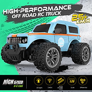 NiGHT LiONS TECH RC Cars for Kids 2WD Remote Control Car 2 Batteries Alloy Monster Trucks 60Mins Play Time Electric Toy Off-Road Crawler Gift for Boys and Girls
