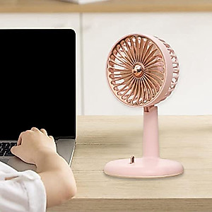 MagiDeal Desk Fan Table Fans Vintage Quiet Strong Mini USB Dual Adjustable Desktop Air Circulate Fan Personal Fan for Office Desktop Table Indoor Men, Pink