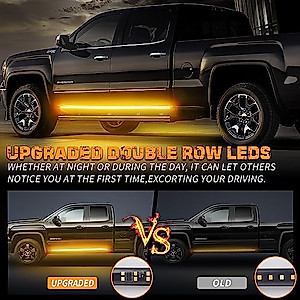 XRIDONSEN 2PCS 70 inch Truck Running Board Led Lights Strip 648 LED Side Marker Lights Waterproof Flexible with White Courtesy Lights & Amber Turn Signal Light, DRL for Pickup Trucks Vehicles, XR-220