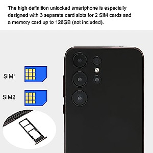 Yunseity Unlocked Smartphone, S23+ Ultra 6.26 Inch FHD Screen Ultra Thin Smartphone 4GB RAM 64GB ROM, 5MP+8MP Cameras, MTK6580A CPU Face Recognition Cellphone for Android 10.1 (Black)