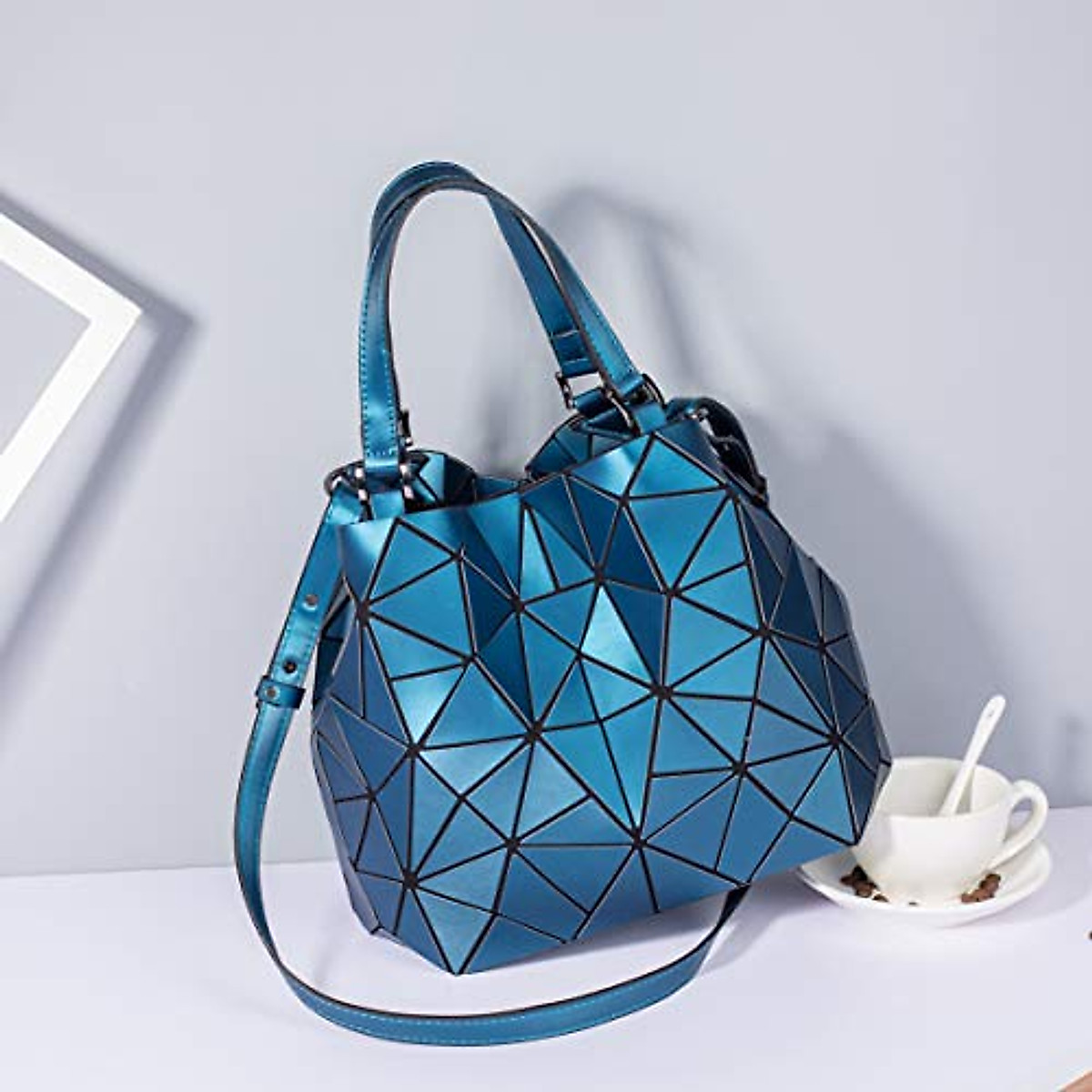 Geometric Luminous Purses and Handbags Holographic Reflective Crossbody Bag Wallet Flash Rainbow Tote NO.6