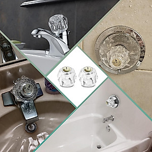 2Pcs Faucet Handle for Delta RP2391 - Single Clear Knob Handle Kit with Offset Hole for Shower/Tub, 2-1/2" x 2-1/8" Shower Knob Replacement for Delta Faucet RP2391 with Set Screw