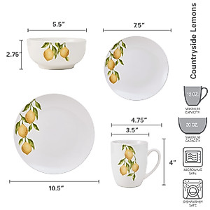 Studio Nova Lemons 16-Piece Dinnerware Set, Service For 4, White
