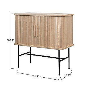 Bloomingville, Natural Wood and Metal Cabinet with Sliding Doors and 3 Storage Compartments, Black