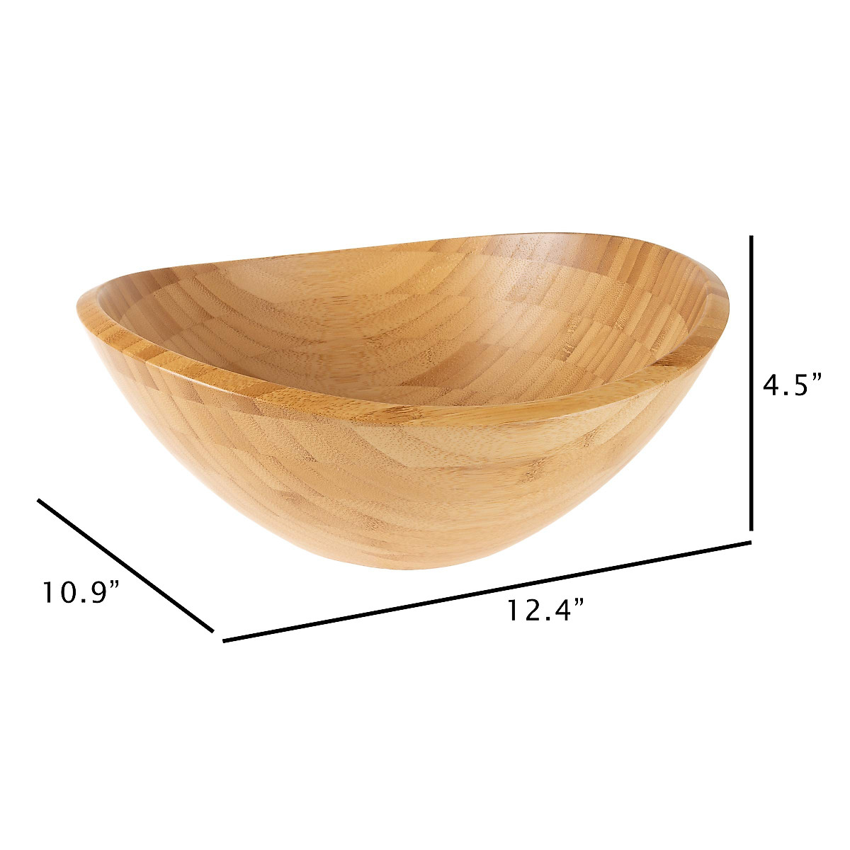 Classic Cuisine Serving Bowl – Large Modern Oval Wood Dinnerware for Salads, Bread, Fruit or Vegetables,Brown/Wood, 12.4” L x 10.9” W x 4.5” H