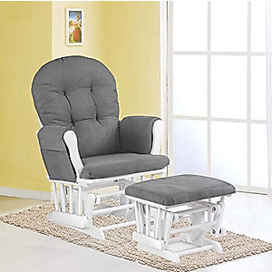 REJOICE HOME Atoll Glider with Ottoman, White/Grey