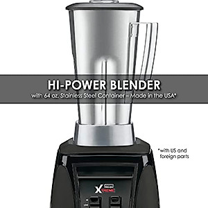 Waring Commercial MX1000XTS 3.5 HP Blender with Paddle Switches, Pulse Feature and a 64 oz. Stainless Steel Container, 120V, 5-15 Phase Plug, Black